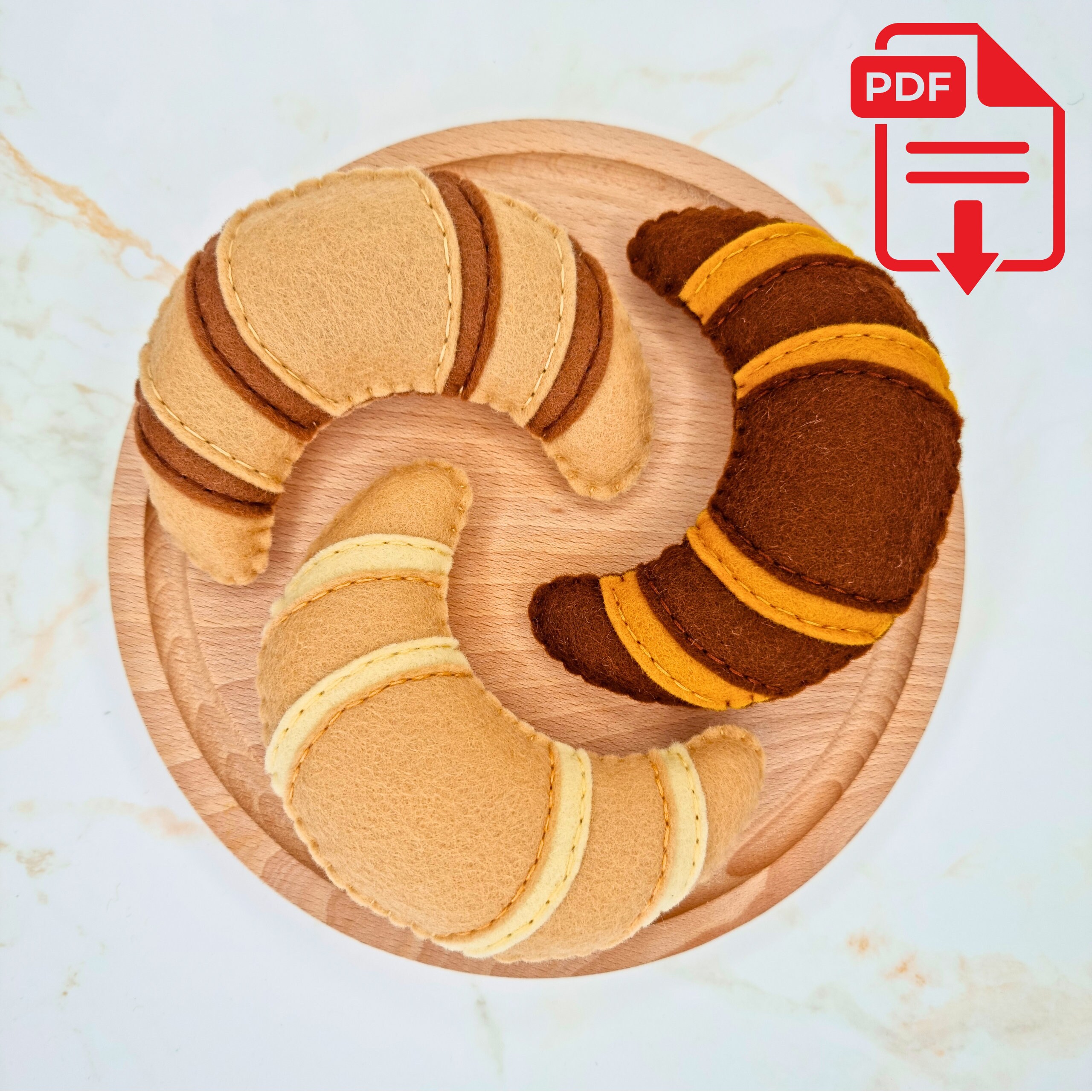 Felt French Croissant PDF Sewing Pattern Tutorial Perfect for Beginners ...