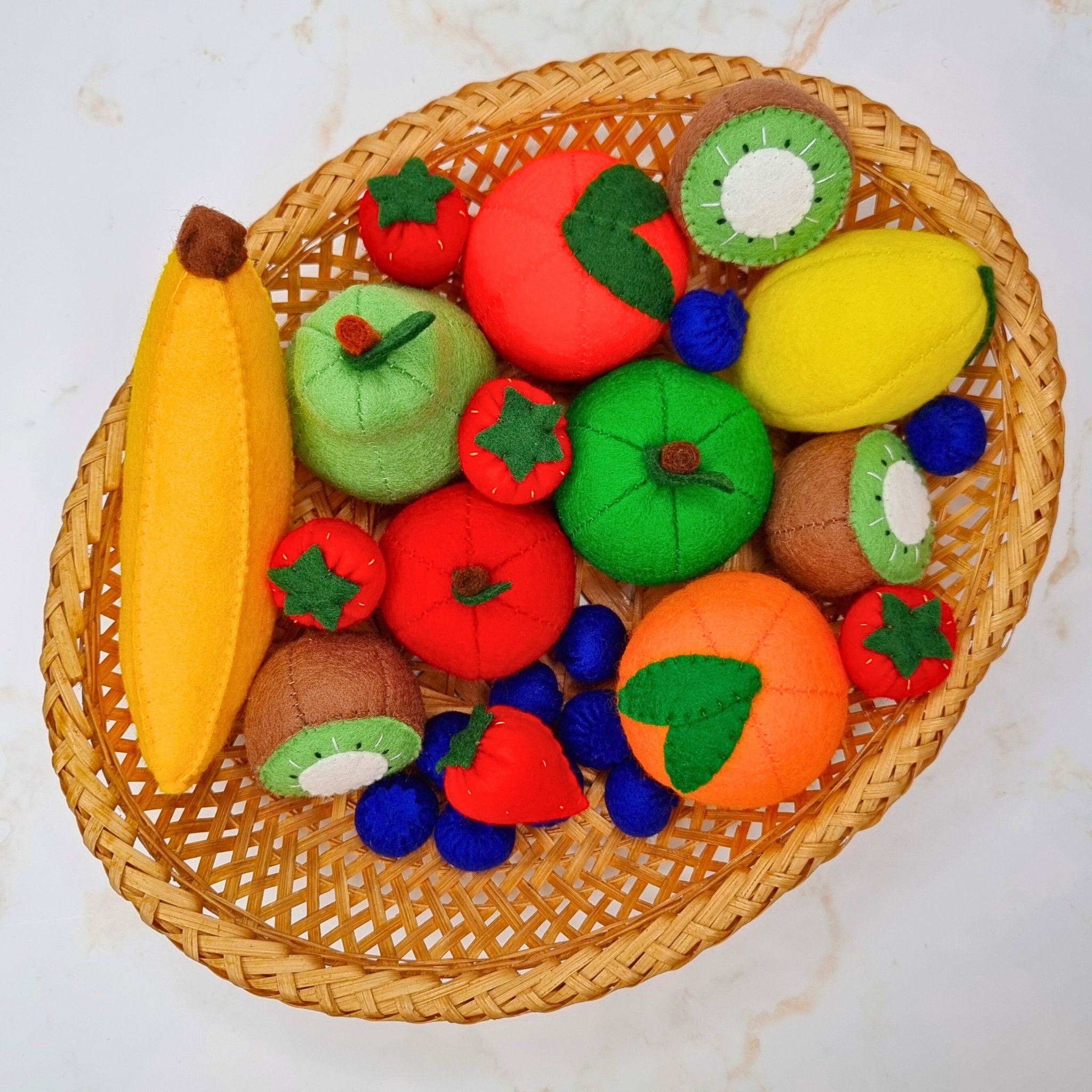 Felt 3D Fruit Sewing Pattern: Banana, Strawberry, Blueberry, Apple ...