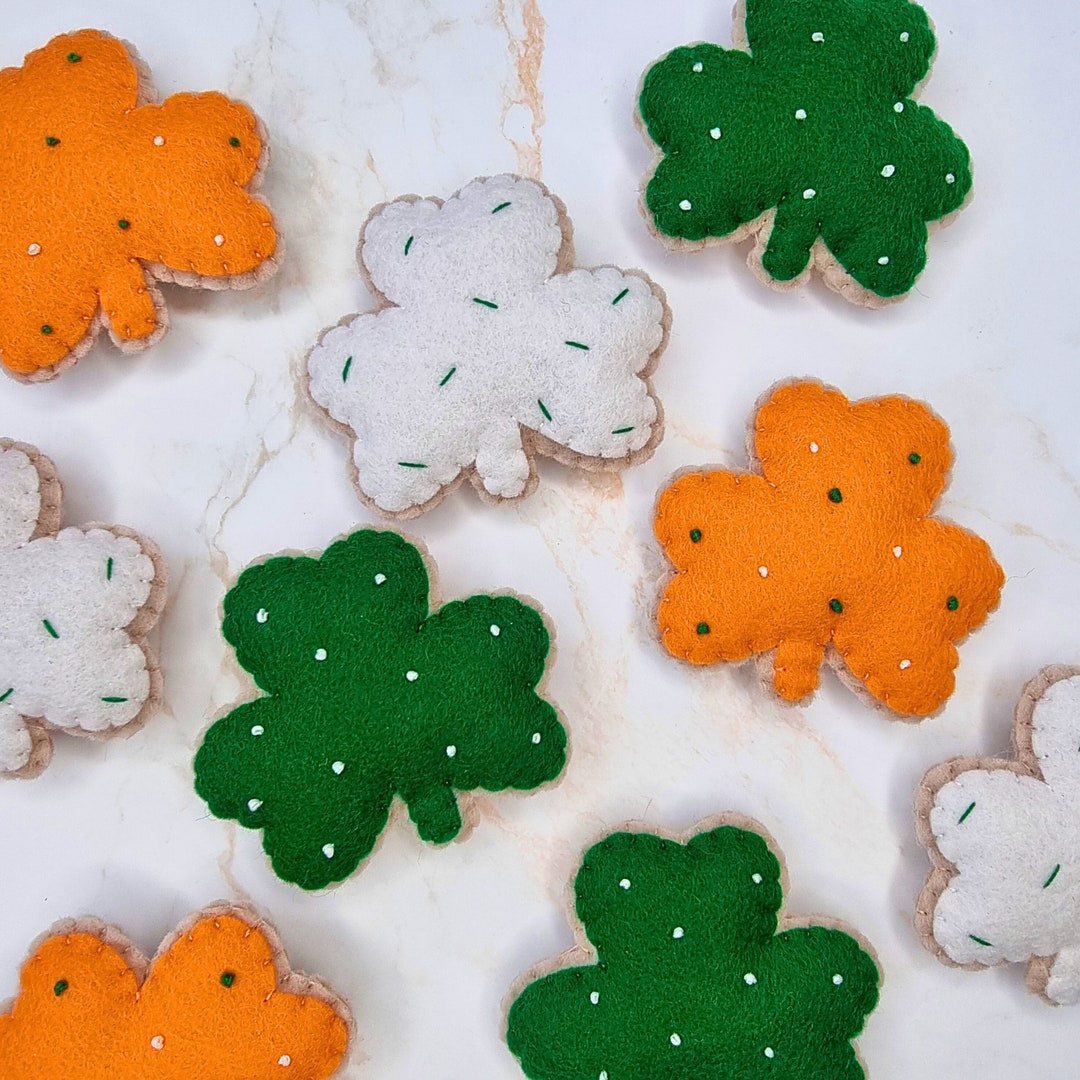 St. Patrick's Day Shamrock Biscuits 100% Wool Felt, Pretend Cookies ...
