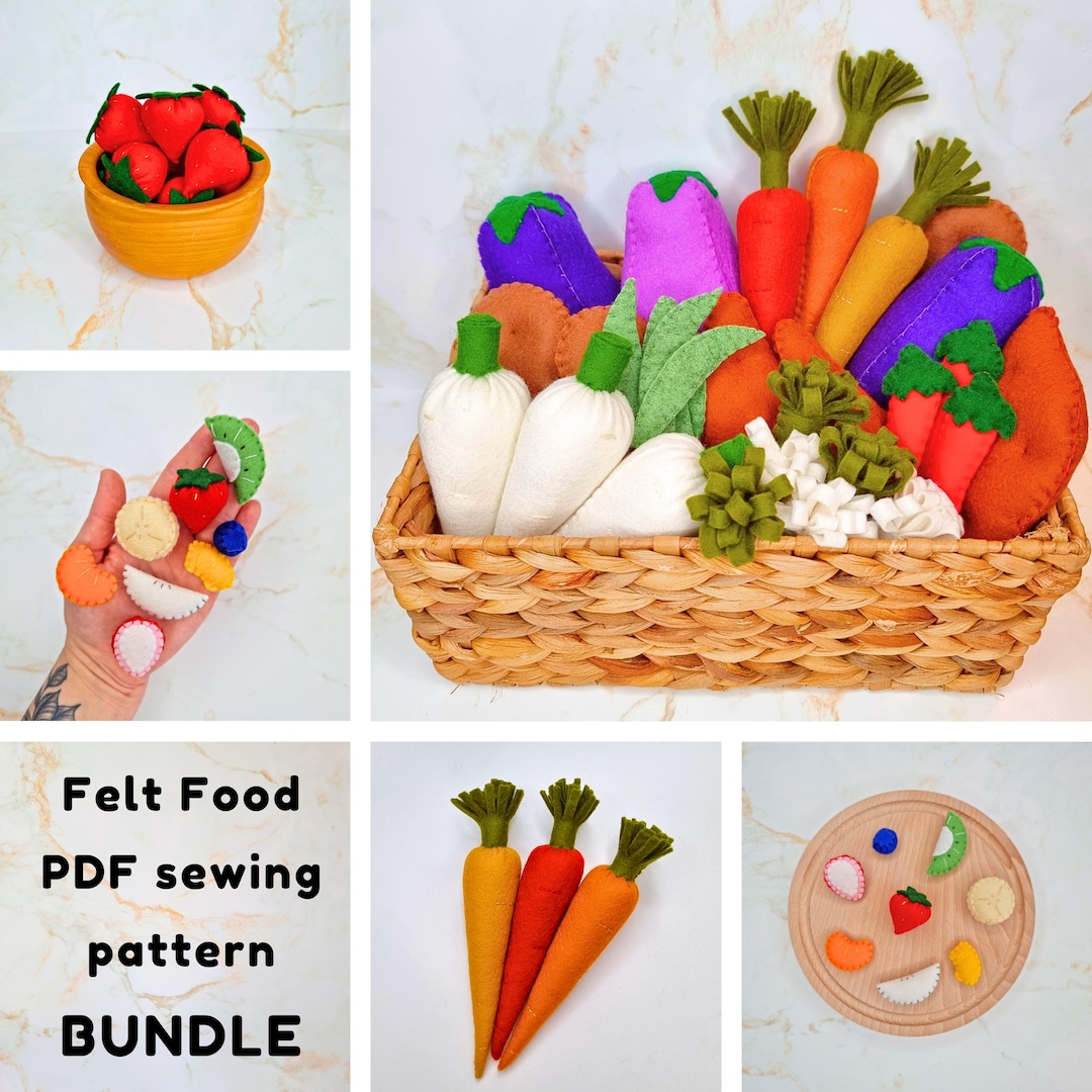 Felt Food Sewing Pattern: Fruit & Vegetable Playset (PDF Pattern) - Etsy