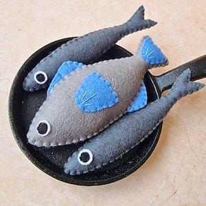 Set of 3 Pretend Play Fish 100% Wool Felt Perfect for Play Kitchen ...
