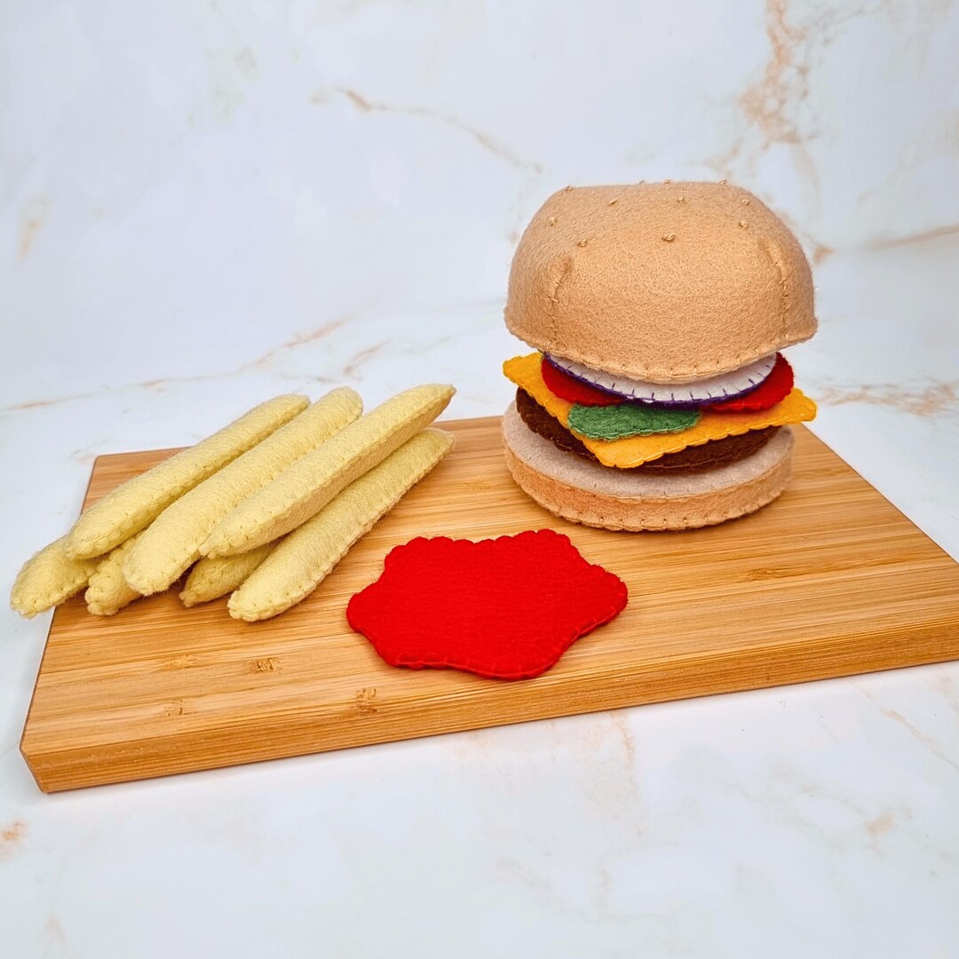 Felt Burger & Fries Playset Sewing Pattern: Easy Pretend Play Food ...