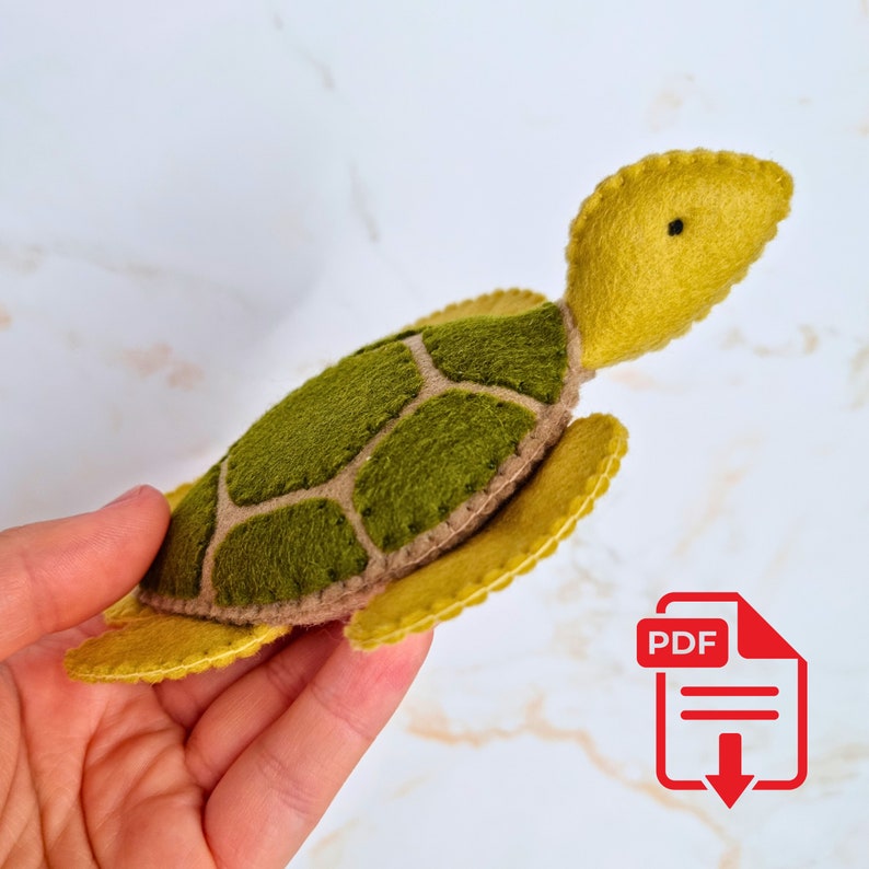 Felt Sea Turtle Sewing Pattern: 3D Ornament, Mobile, Magnet (PDF ...