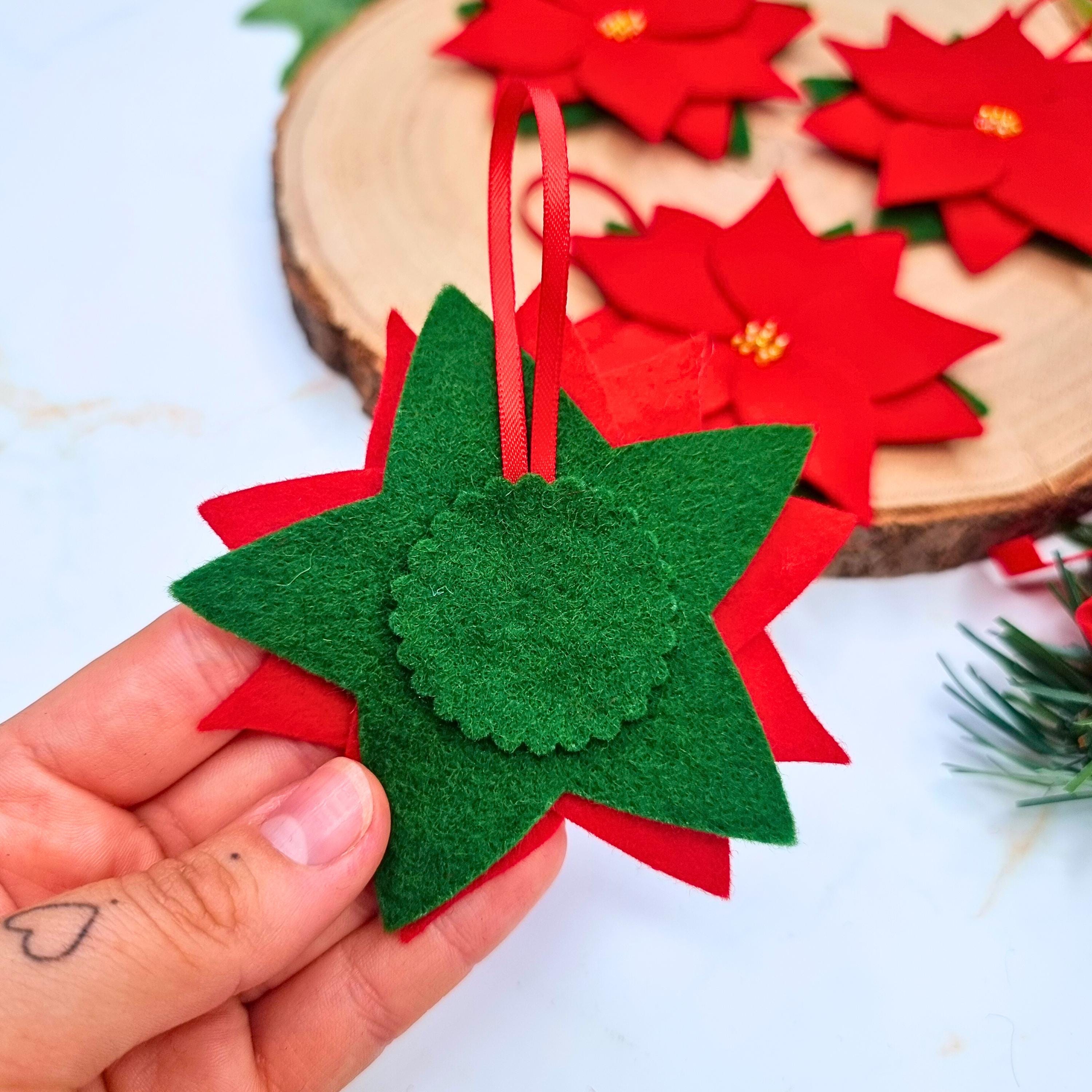 Felt Christmas Poinsettia Sewing Pattern: Festive DIY Ornaments and ...