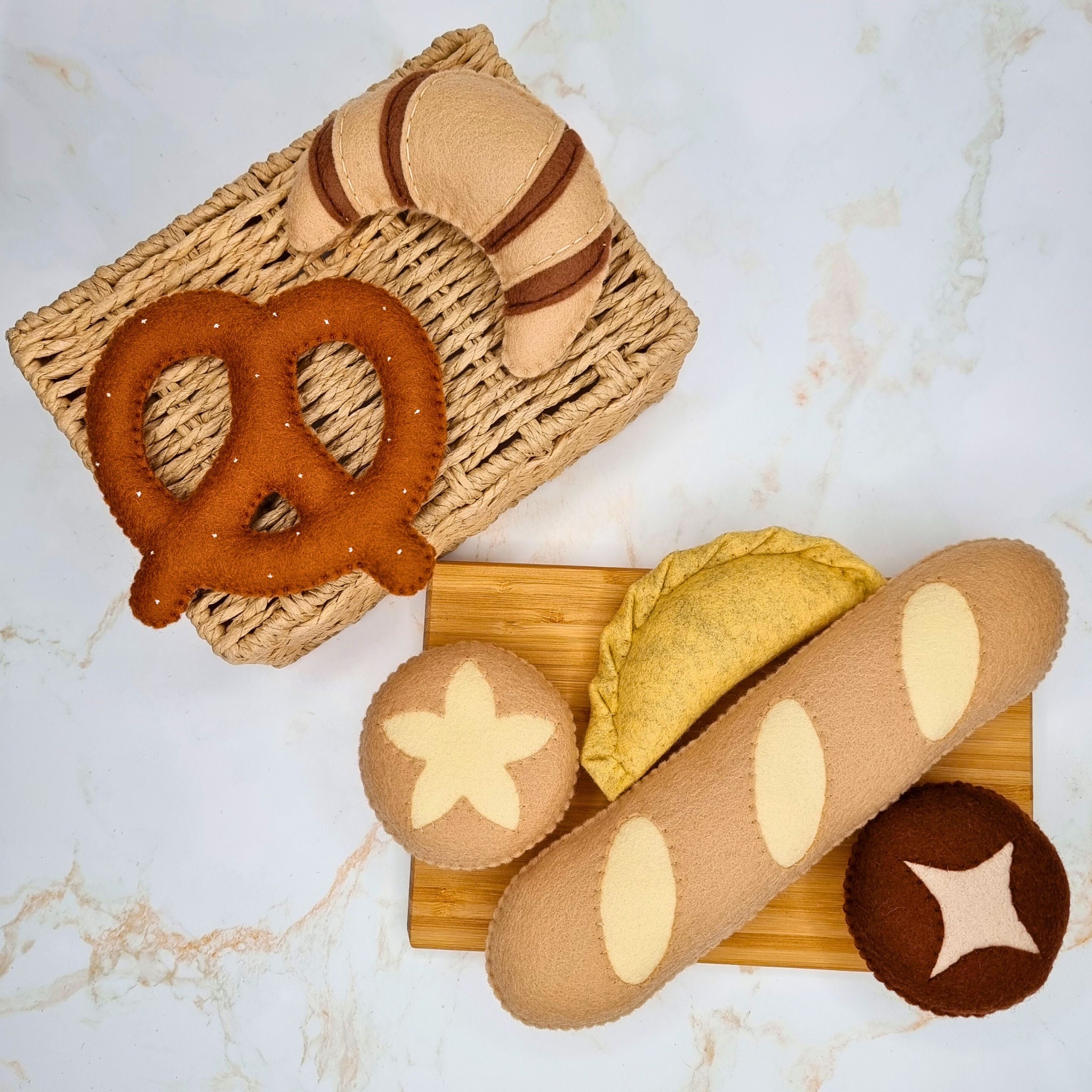 Felt Food Sewing Pattern Bundle: Pretzel, Bread, Pastry, Baguette, Buns ...