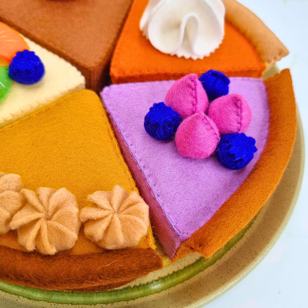 5 Slice Felt Pie Sewing Pattern: Pumpkin, Fruit, Cream, Cheesecake ...