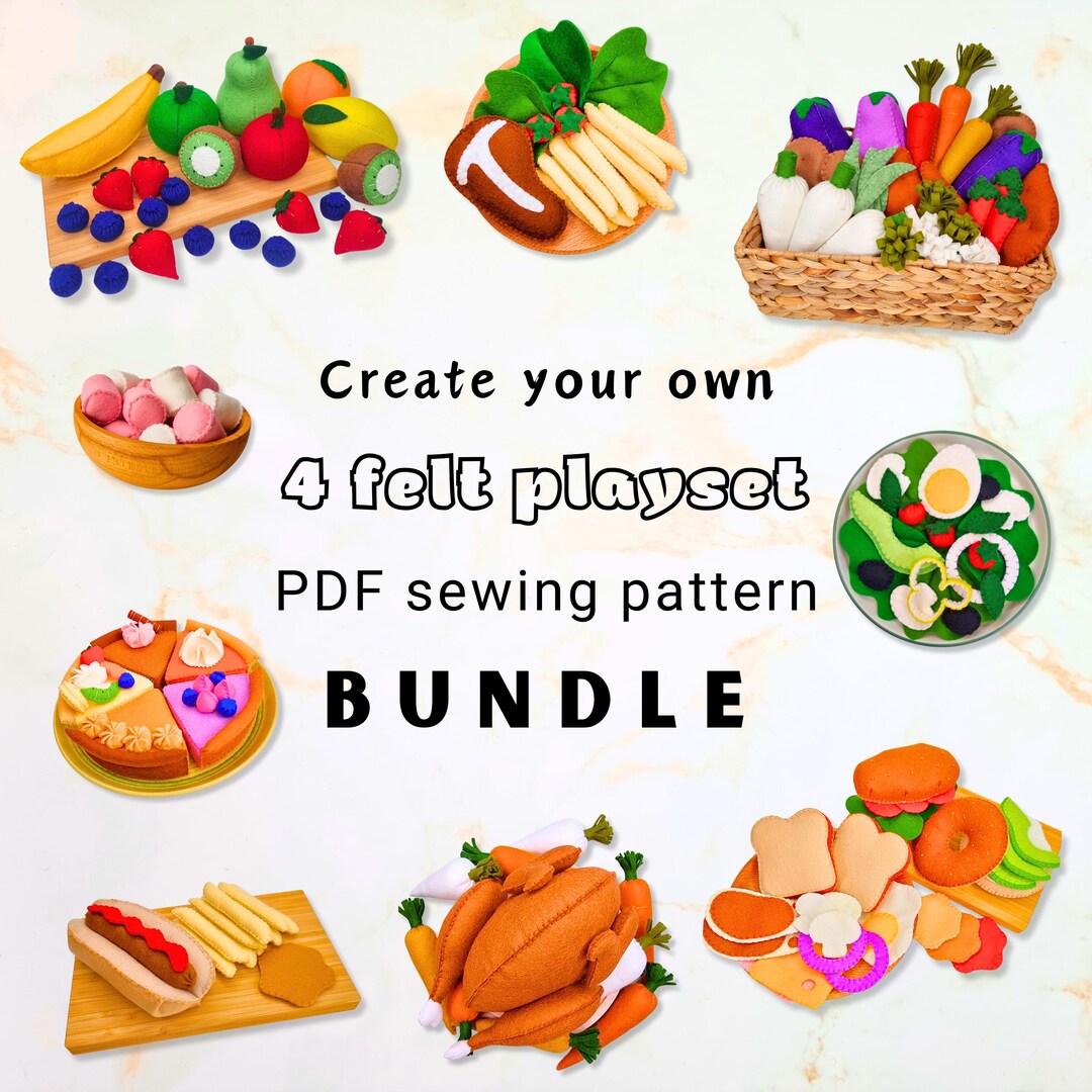 Pick Your Own 4 Felt Food Sewing Patterns: Easy Craft Project for ...