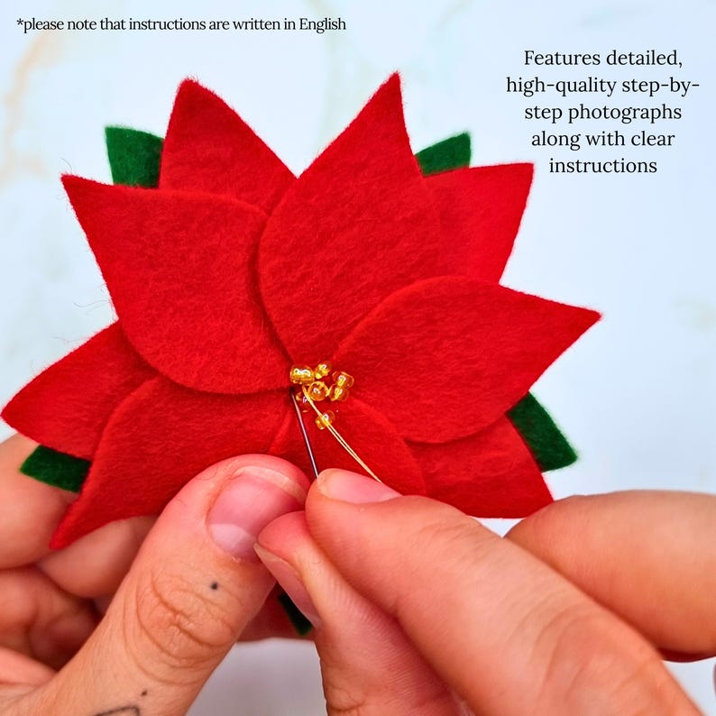 Felt Christmas Poinsettia Sewing Pattern: Festive DIY Ornaments and ...