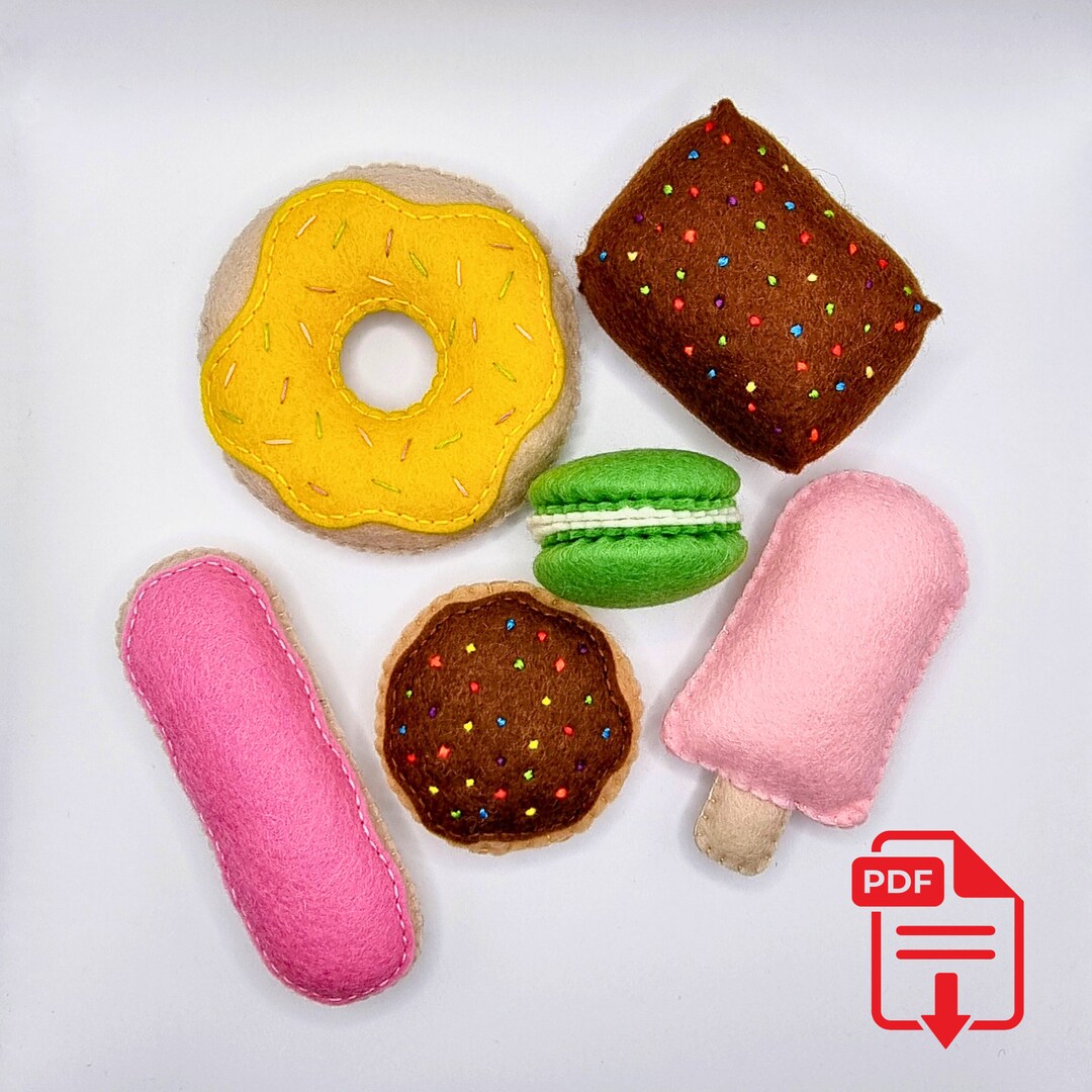 Felt Sweet Treat Bundle PDF Pattern + Tutorial - Doughnut, Brownie ...