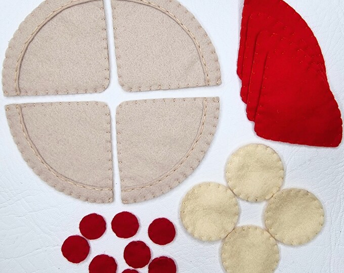 Pepperoni Pizza Playset (100% Wool Felt), Perfect for Kids Pretend Play ...