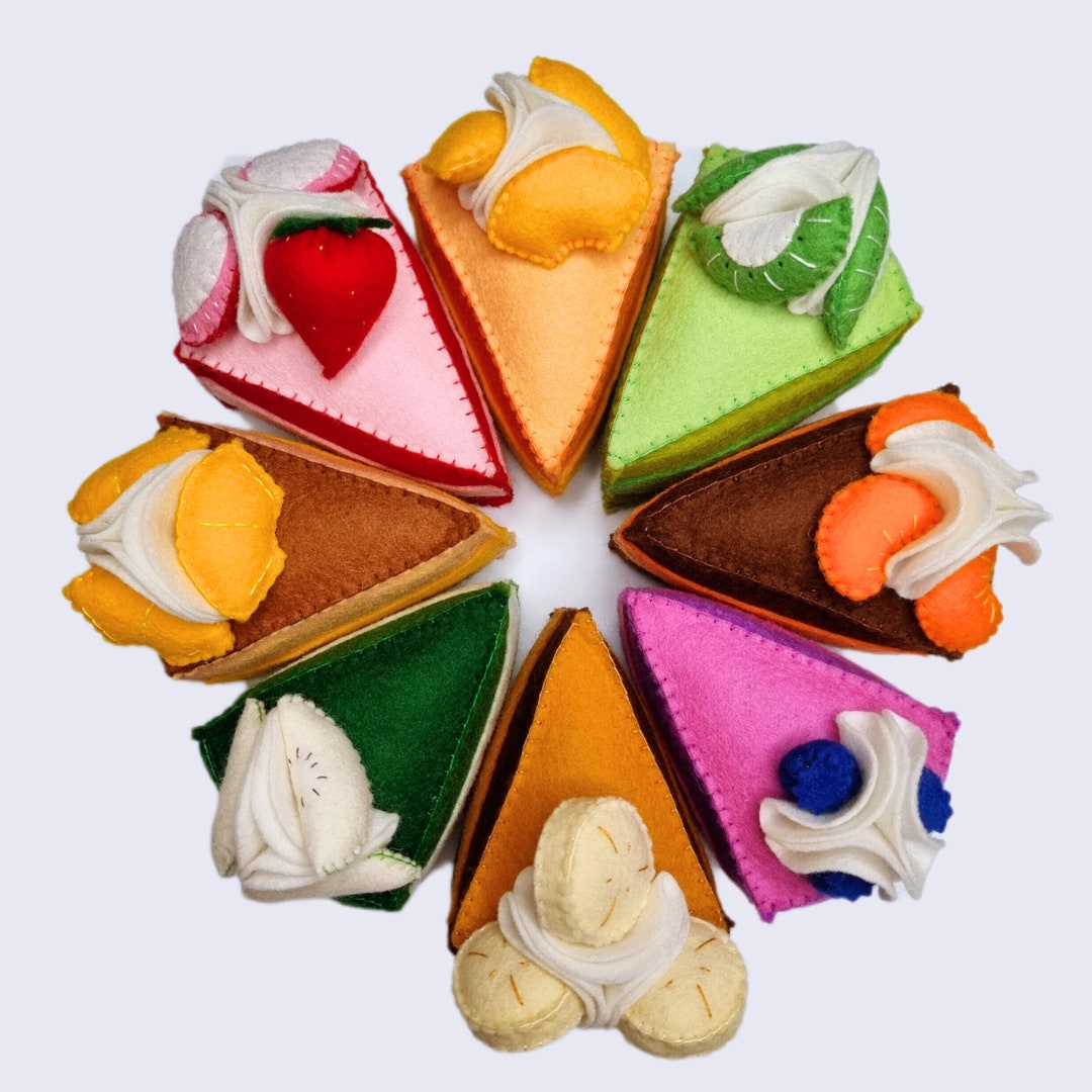Felt Cake Slice & Fruit PDF Pattern BUNDLE, Easy Beginner Friendly Kids ...