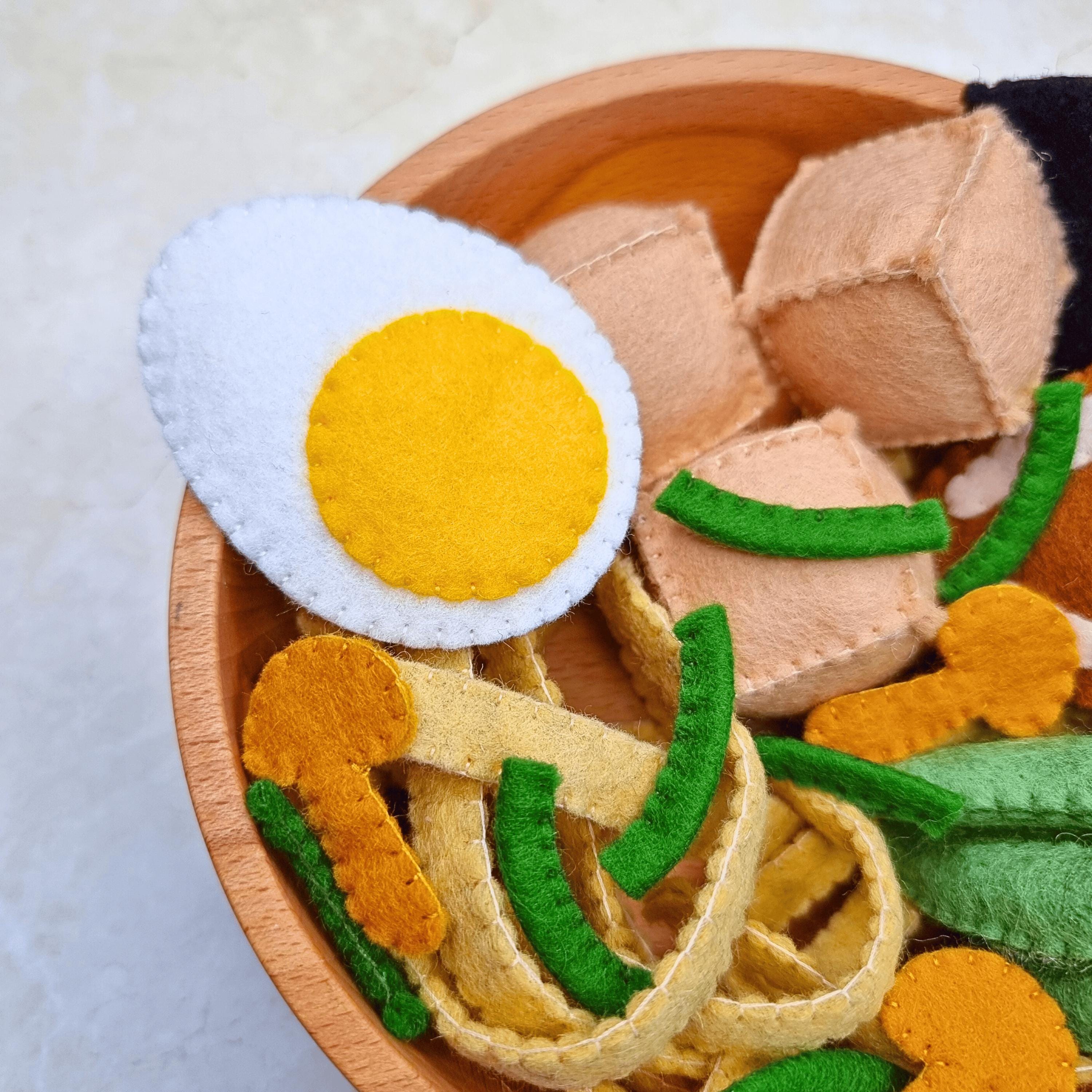 Felt Ramen Noodle Bowl With Toppings Sewing Pattern: DIY Play Food ...