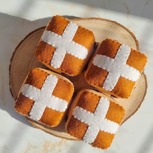 Felt Hot Cross Buns PDF Sewing Pattern & Photo Tutorial, Easy Beginner Felt Food Pattern, Cute ...