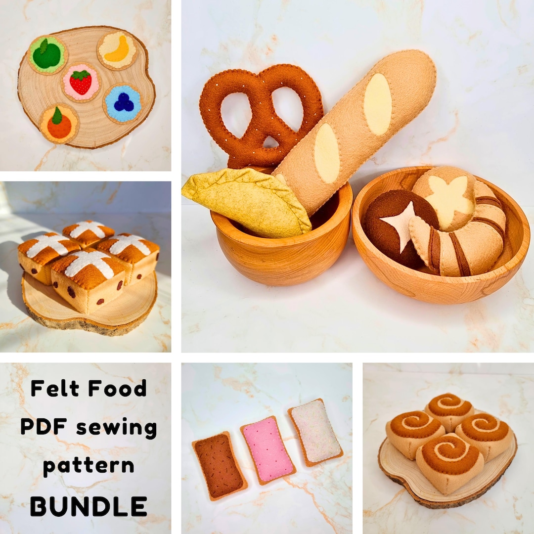 Felt Bakery Sewing Pattern Bundle: Easy DIY Pretend Play Food for Kids ...