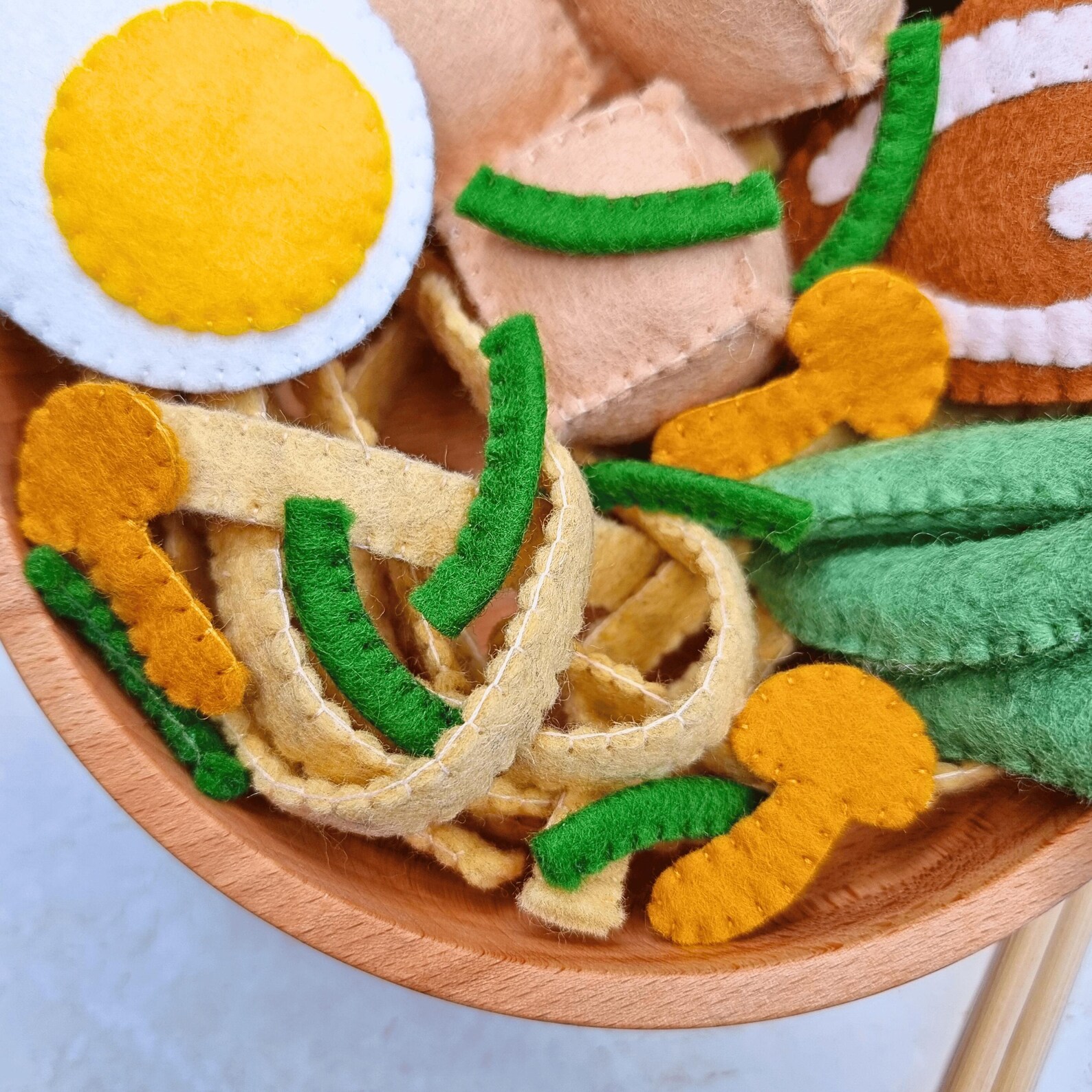 Felt Ramen Noodle Bowl With Toppings Sewing Pattern: DIY Play Food ...