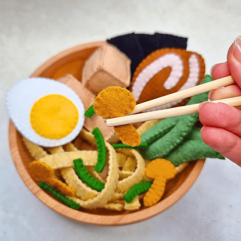 Felt Ramen Noodle Bowl With Toppings Sewing Pattern: DIY Play Food ...