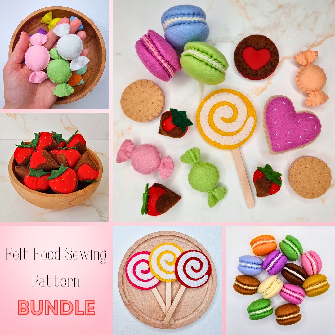 Sweet Felt Food PDF Sewing Pattern MEGA BUNDLE Easy, Beginner Friendly ...