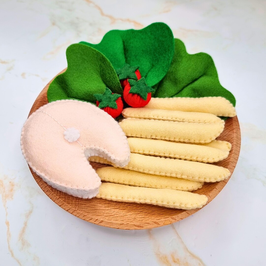 Felt Fish Steak Dinner Playset Sewing Pattern: Easy Felt Food for ...