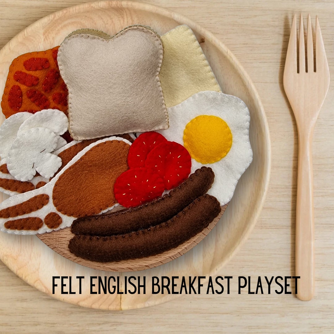 English Breakfast Playset (100% Wool Felt) for Kids Pretend Play ...
