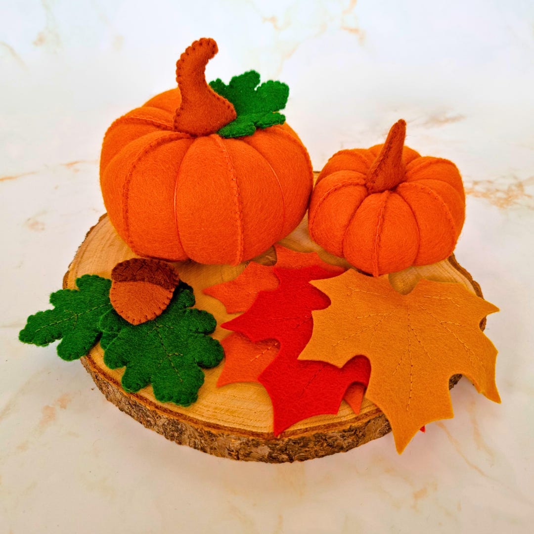 Felt Pumpkin, Acorn & Leaf Sewing Pattern: Autumn Garland and Ornaments ...