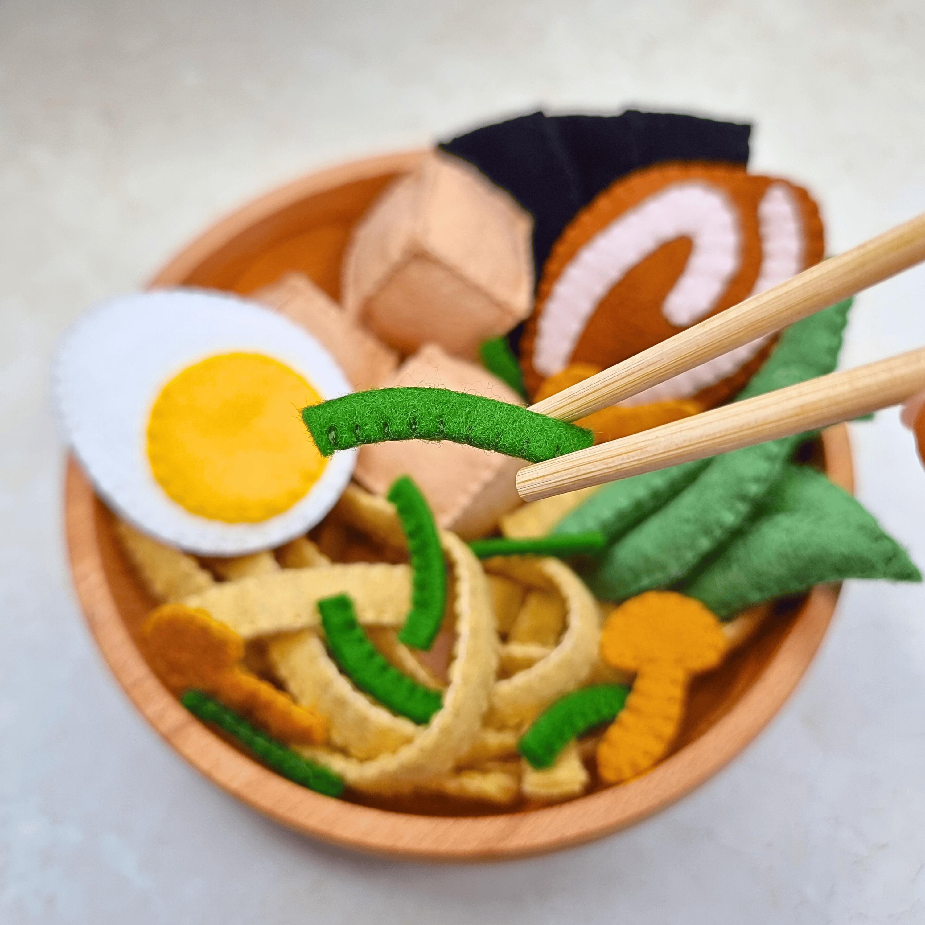 Felt Ramen Noodle Bowl With Toppings Sewing Pattern: DIY Play Food ...