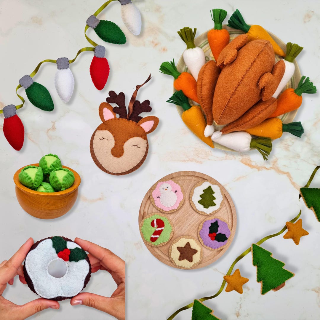Easy Felt Christmas Food and Ornament PDF Sewing Pattern BUNDLE ...
