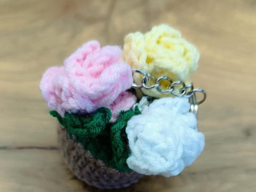 Crochet Keyring,crochet Flower Keyring,sunflower Keyring,knitted Heart ...
