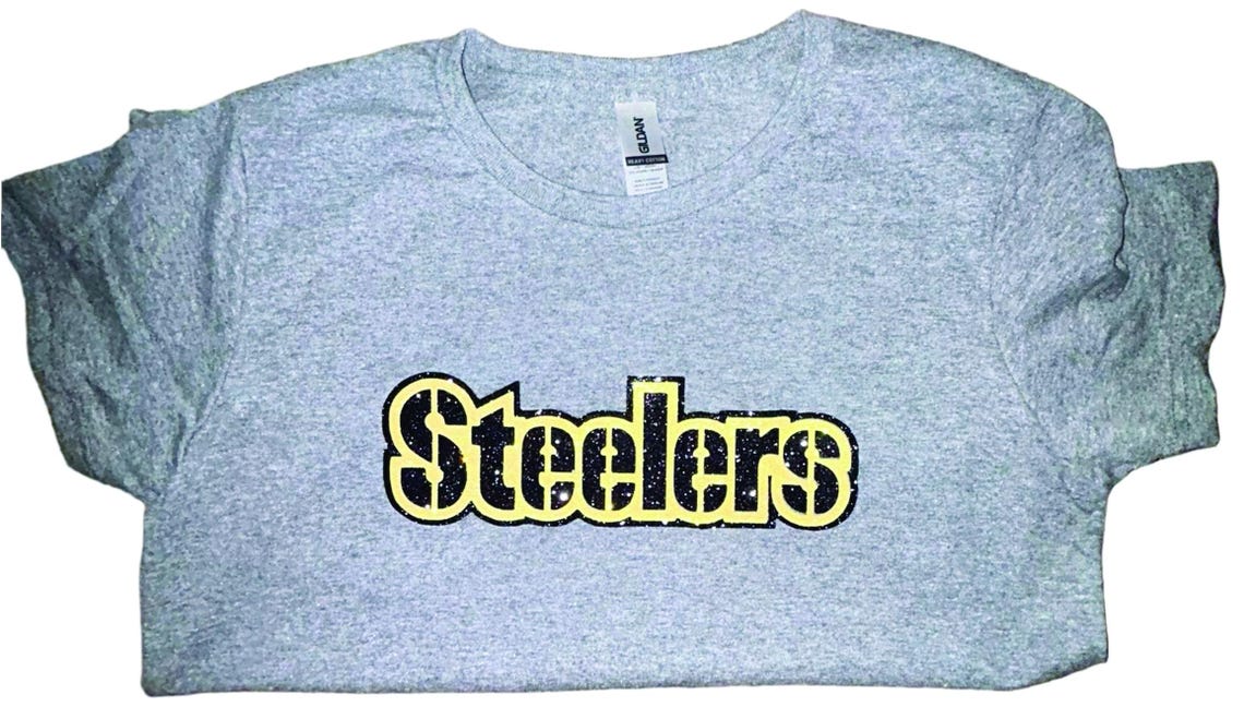 Pittsburgh Steelers Custom Made Ladies Football Tee Shirt Glitter ...