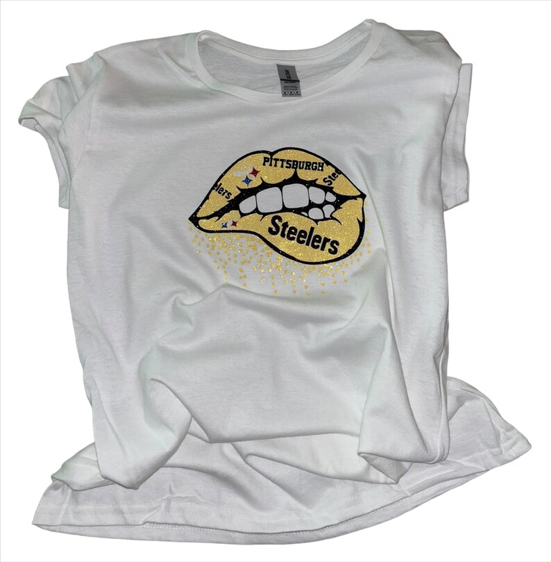 Pittsburgh Steelers Lips Logo Custom Made Ladies Football Tee Shirt ...