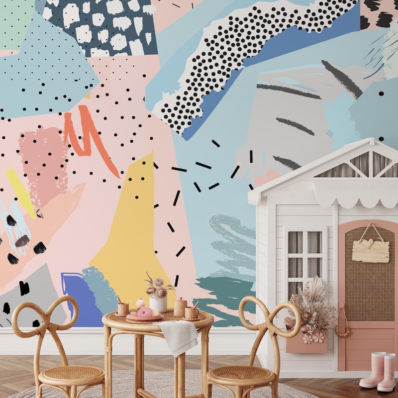 Modern Fun Kids Wallpaper - Etsy