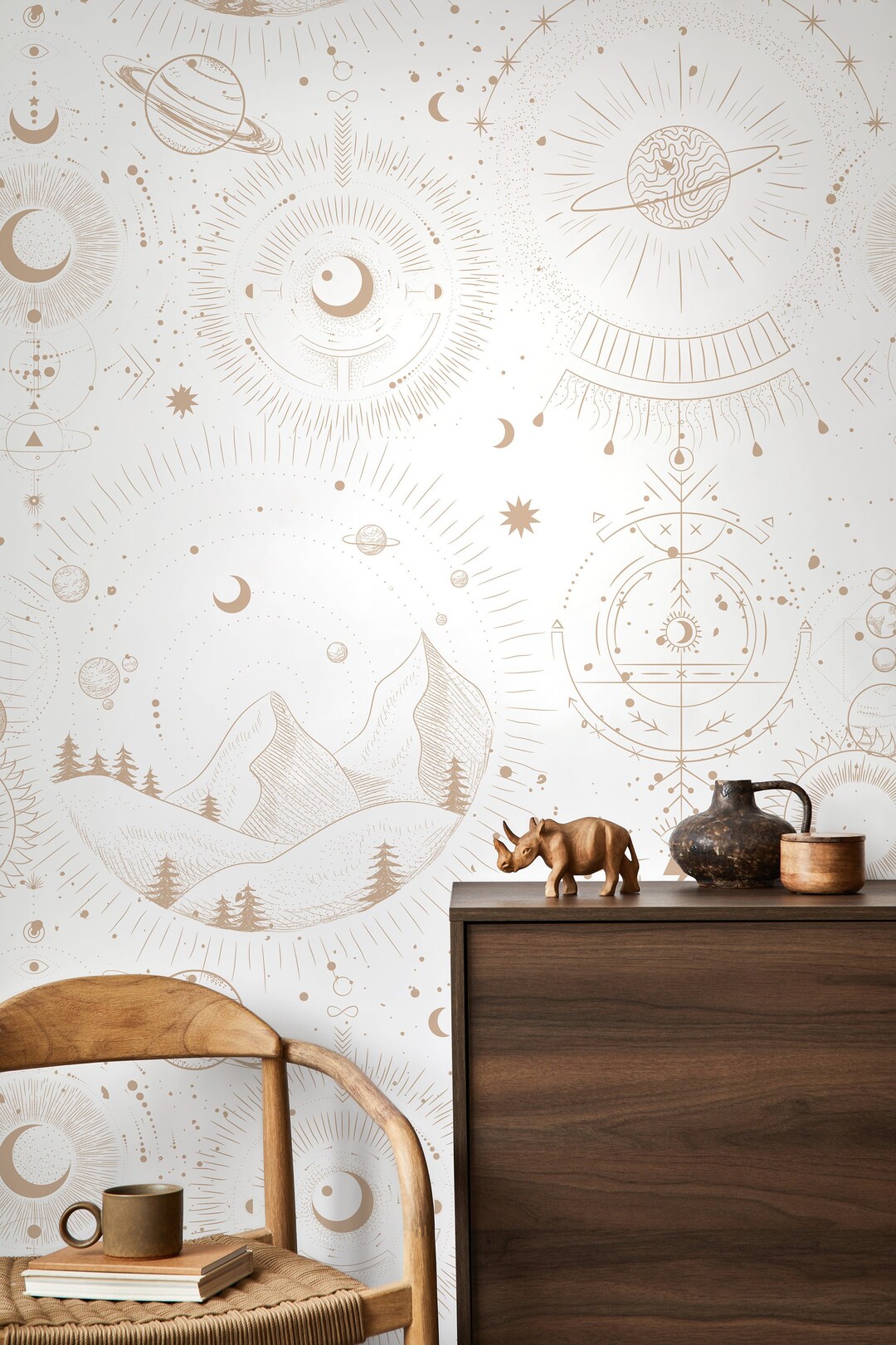 Aesthetic Celestial Mountains Wallpaper / Peel and Stick Wallpaper ...