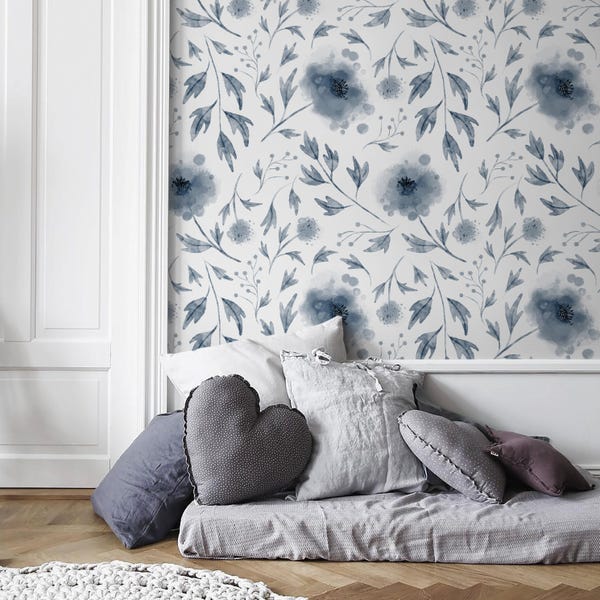 Blue Grey Wallpaper - Etsy UK