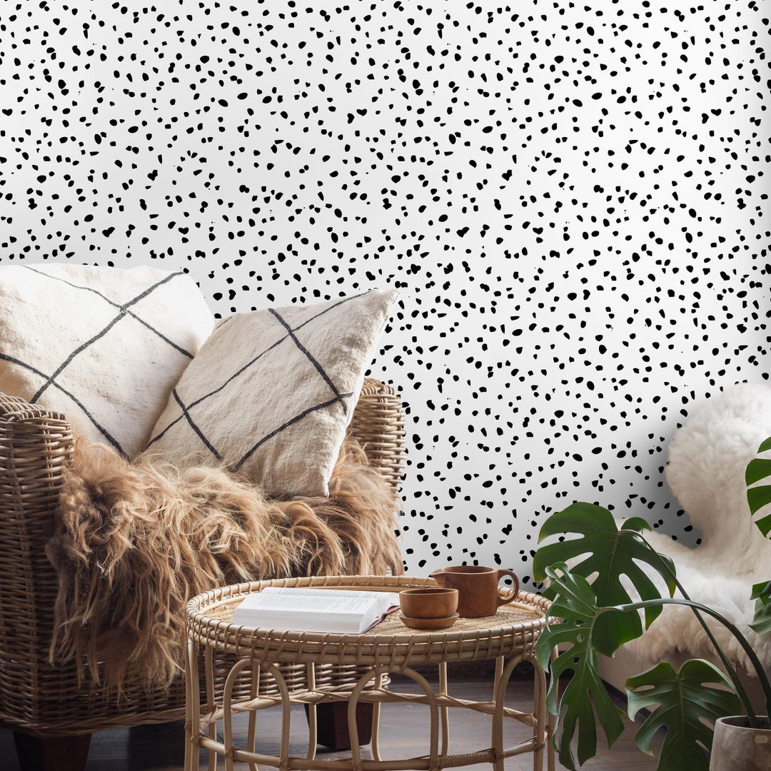 Modern Black & White Polka Dot Wallpaper - A056 - Etsy