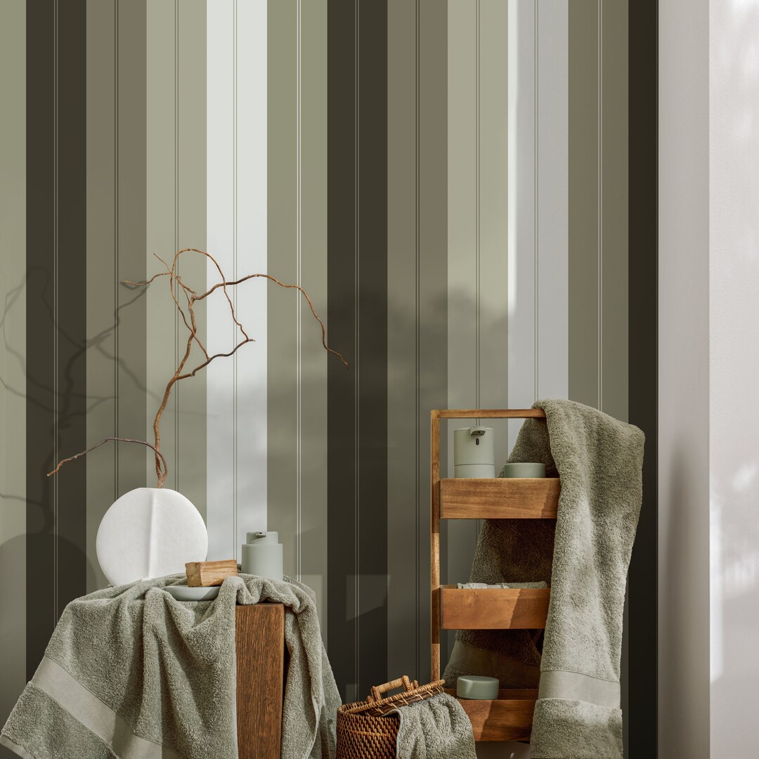 Green Modern Wallpaper Striped Wallpaper Peel and Stick and Traditional ...