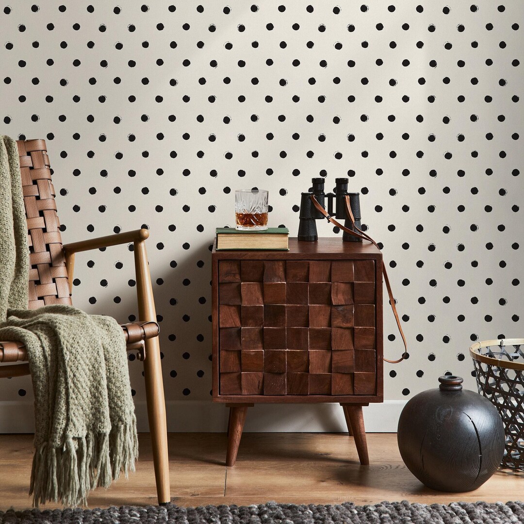 Minimalist Polka Dot Wallpaper - Black & White A355 - Etsy