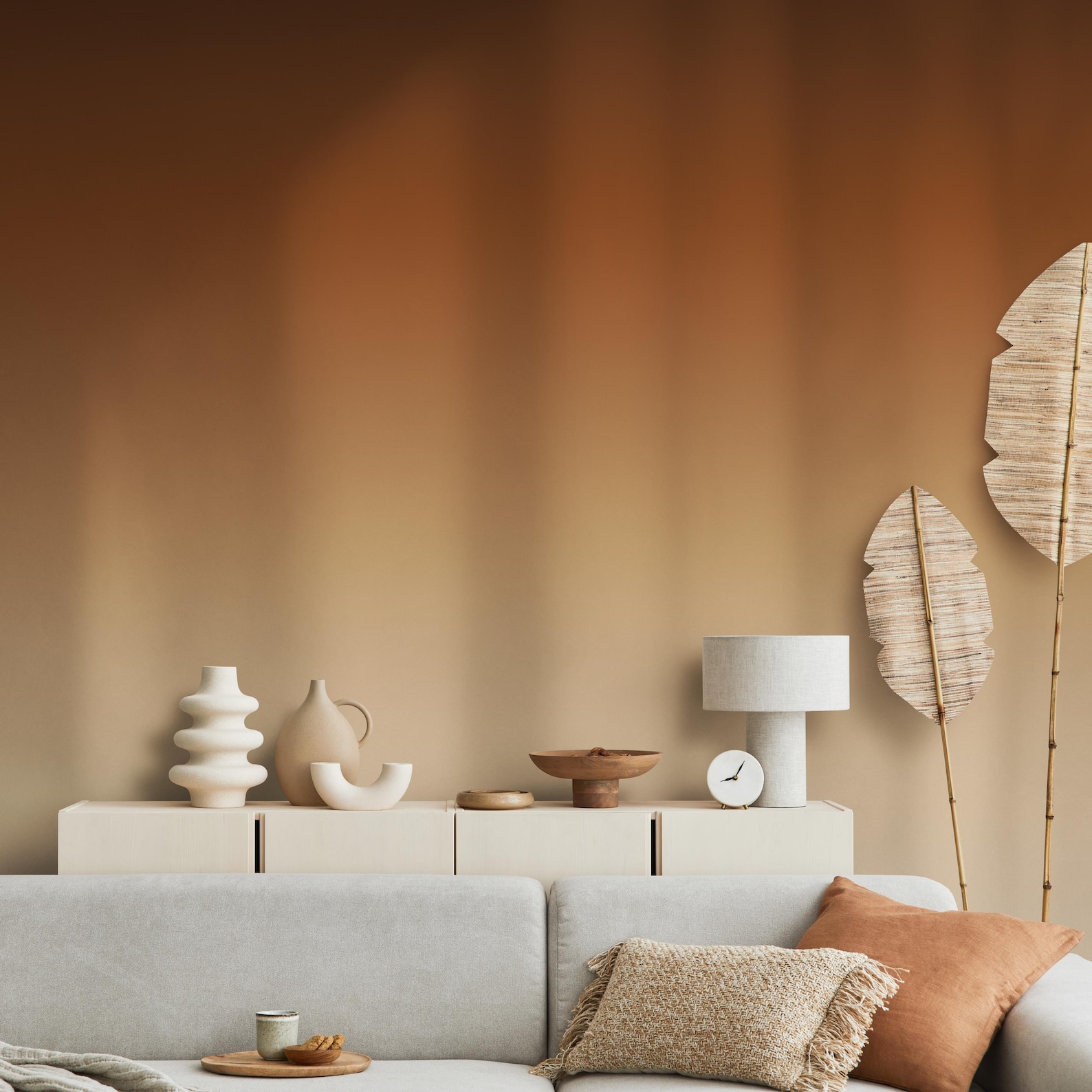 Modern Ombre Wallpaper in Brown and Beige on Beige - Peel and Stick ...
