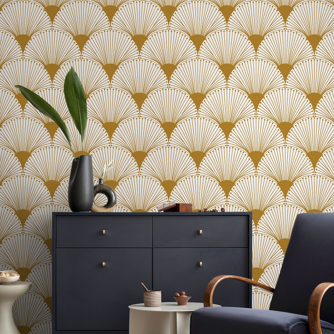 Yellow Art Deco Wallpaper Moder Peel and Stick and Traditional ...