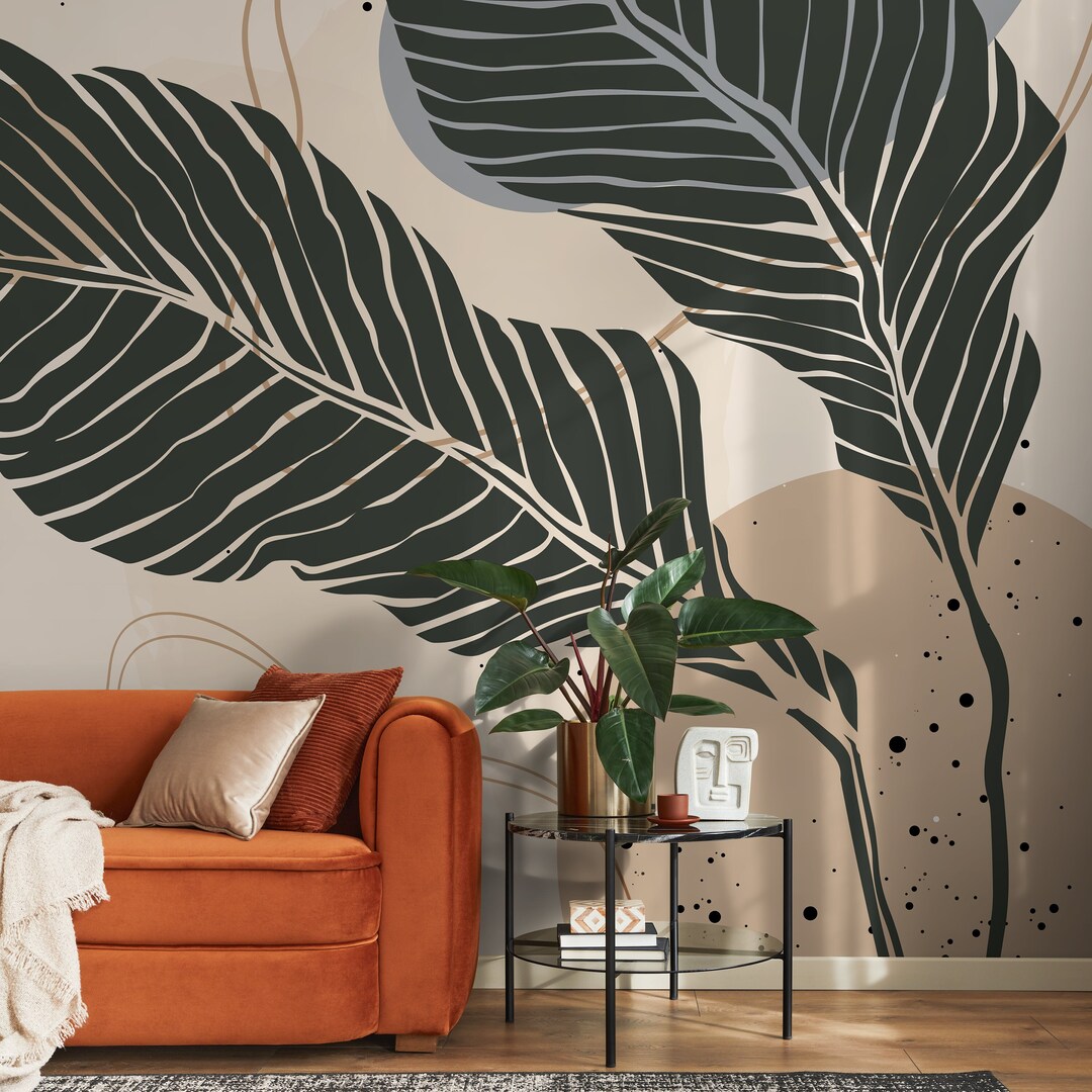 Tropical Abstract Wallpaper Mural Peel and Stick and Traditional ...