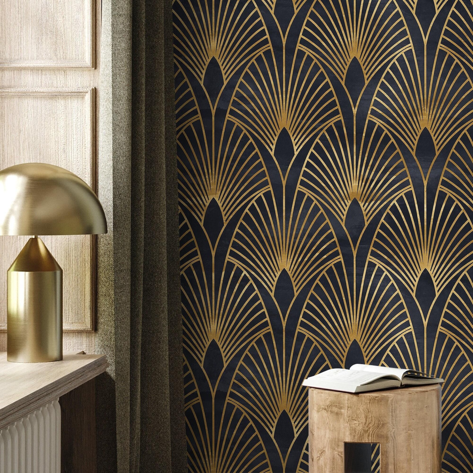 Art Deco Geometric Gold and Black Wallpaper - A537 - Etsy