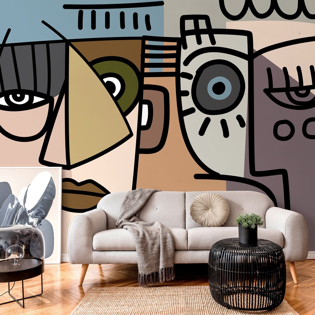 Cubism Art Wallpaper Abstract Modern Mural Peel and Stick Wallpaper ...