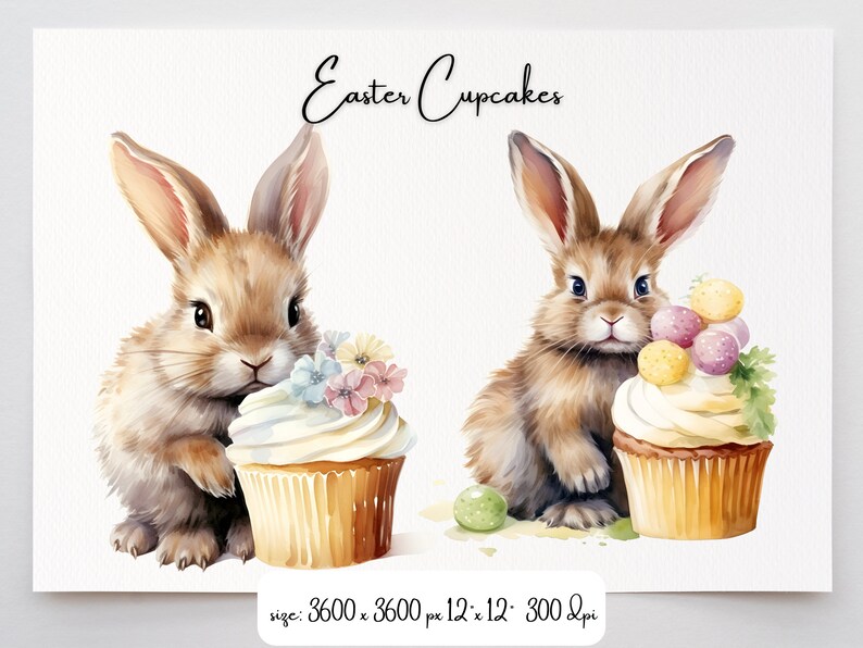Easter Cupcake Clipart, Watercolor Easter, Cupcake Clipart, Easter ...
