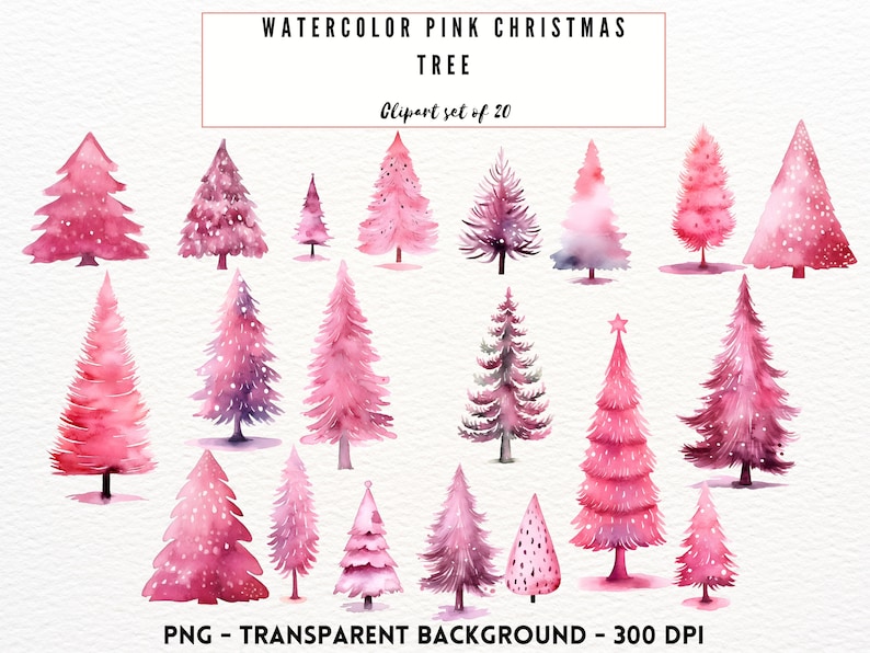 Pink Christmas Trees Clipart Merry Christmas Png Design Christmas Png ...