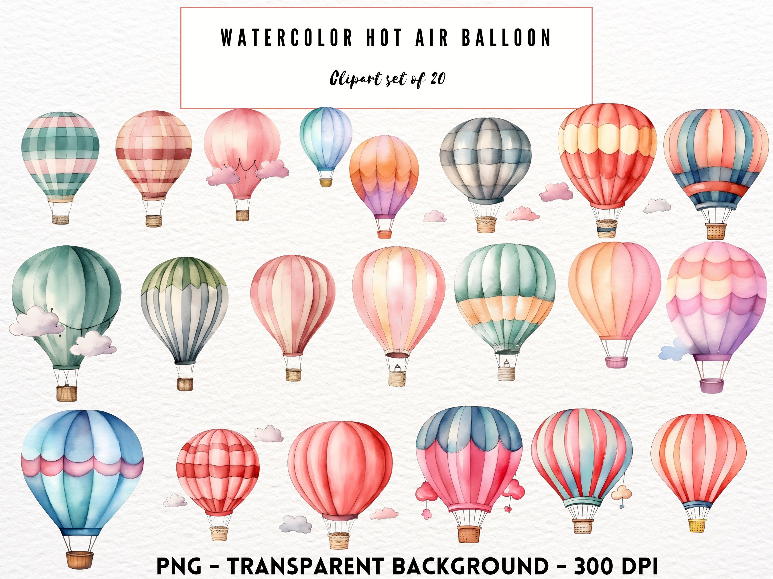 Watercolor Hot Air Balloon Png Clipart Party Clipart Png Hot Air ...