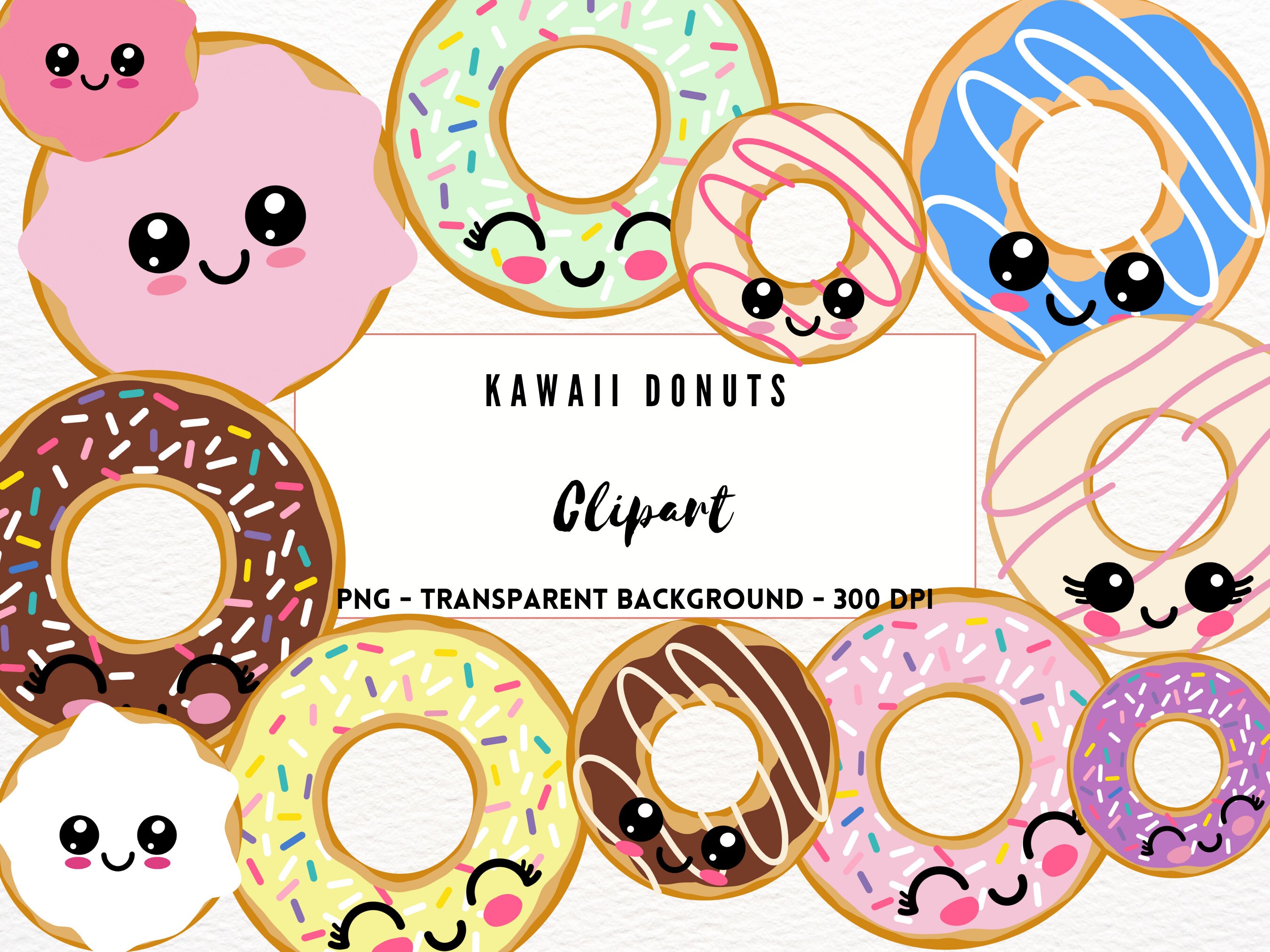 Kawaii Food Clipart Donuts Clipart Bundle Doughnut Clipart Food Clipart ...