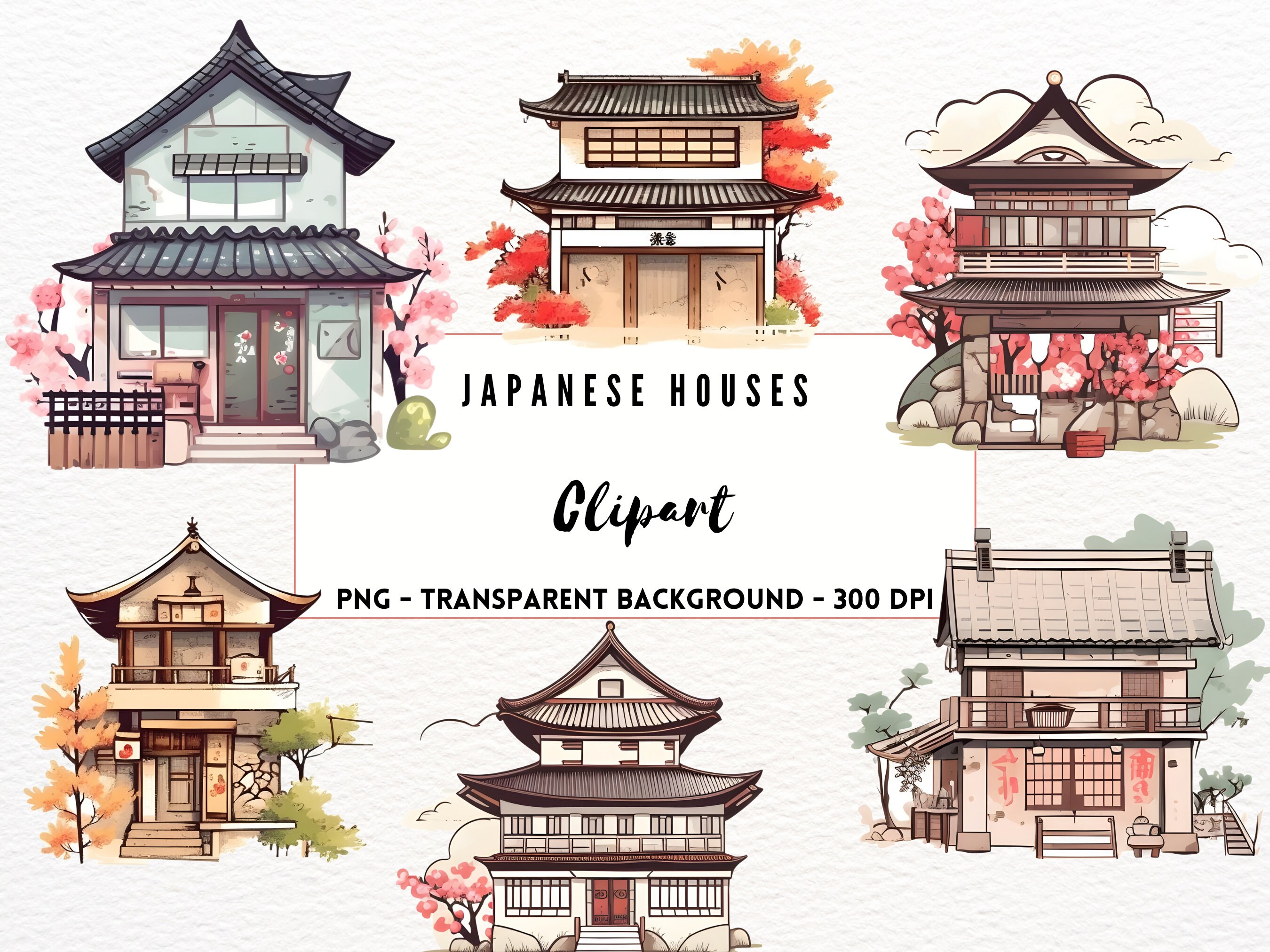 Japanese House Clipart Watercolor Japanese House PNG Typical Japanese ...