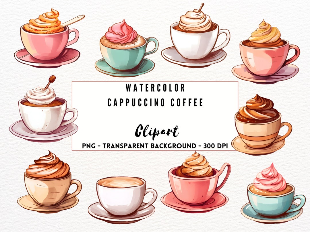 Coffee Watercolor Clipart Coffee Printable Beans Clipart Coffee Mugs ...