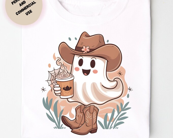 Cowboy Ghost PNG Western Halloween Clipart Howdy Ghost Sublimation Cute ...