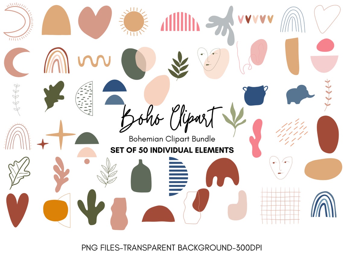 Boho Abstract Clipart Bundle Modern Boho Instant Download Abstract ...
