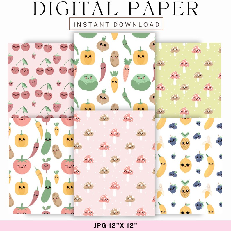 Fruit Seamless Paper Bundle Kawaii Digital Paper Pack - Etsy