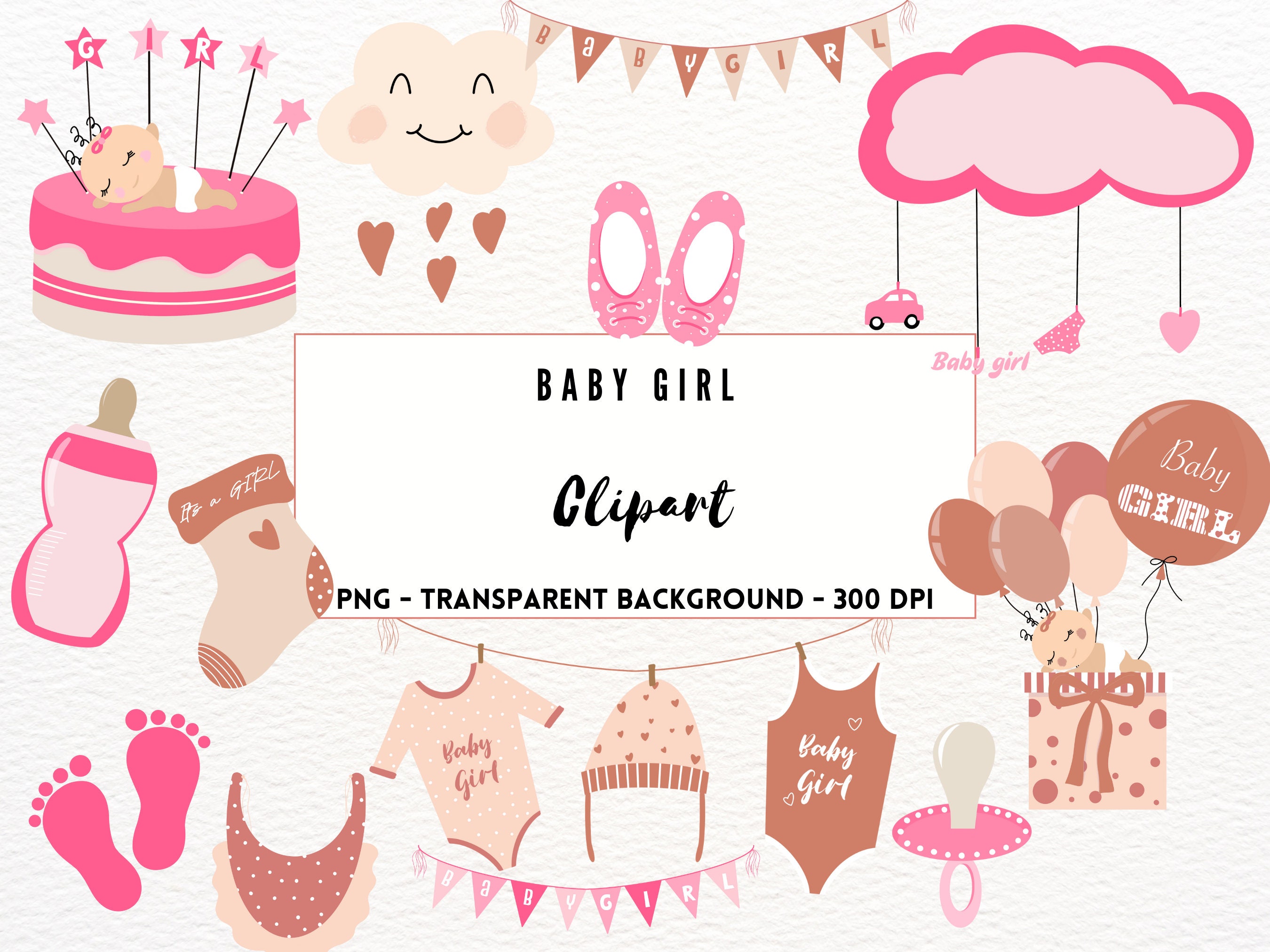 Baby Girl Clipart Baby Shower Clipart Baby Girl Boho Baby - Etsy
